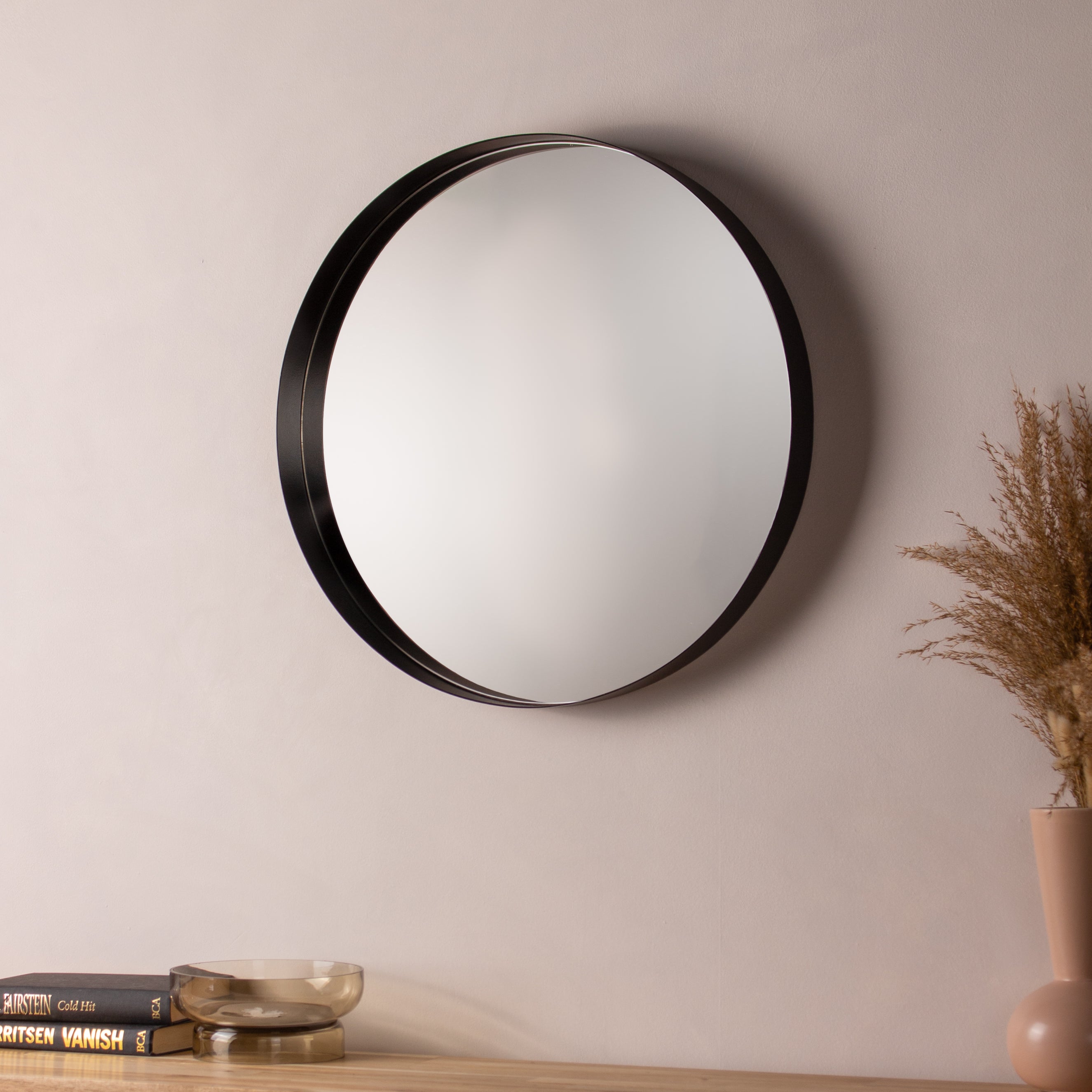 Thin Round Deep Edge Wall Mirror 50cm x 50cm Mirror Black | Free ...
