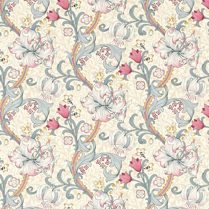 William Morris Dove Plum Golden Lily Fabric | Terrys