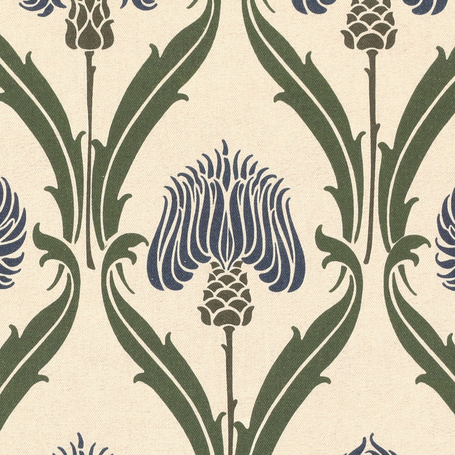 Highland Thistle Digital Print Fabric Cream Blue | Terrys
