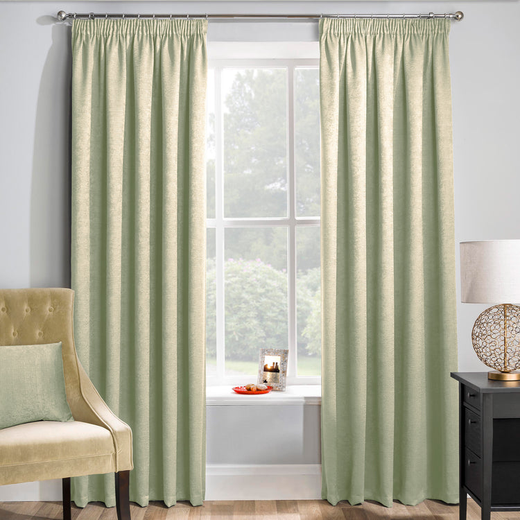 Green Matrix Thermal Blockout Ready Made Pencil Pleat Curtains | Terrys