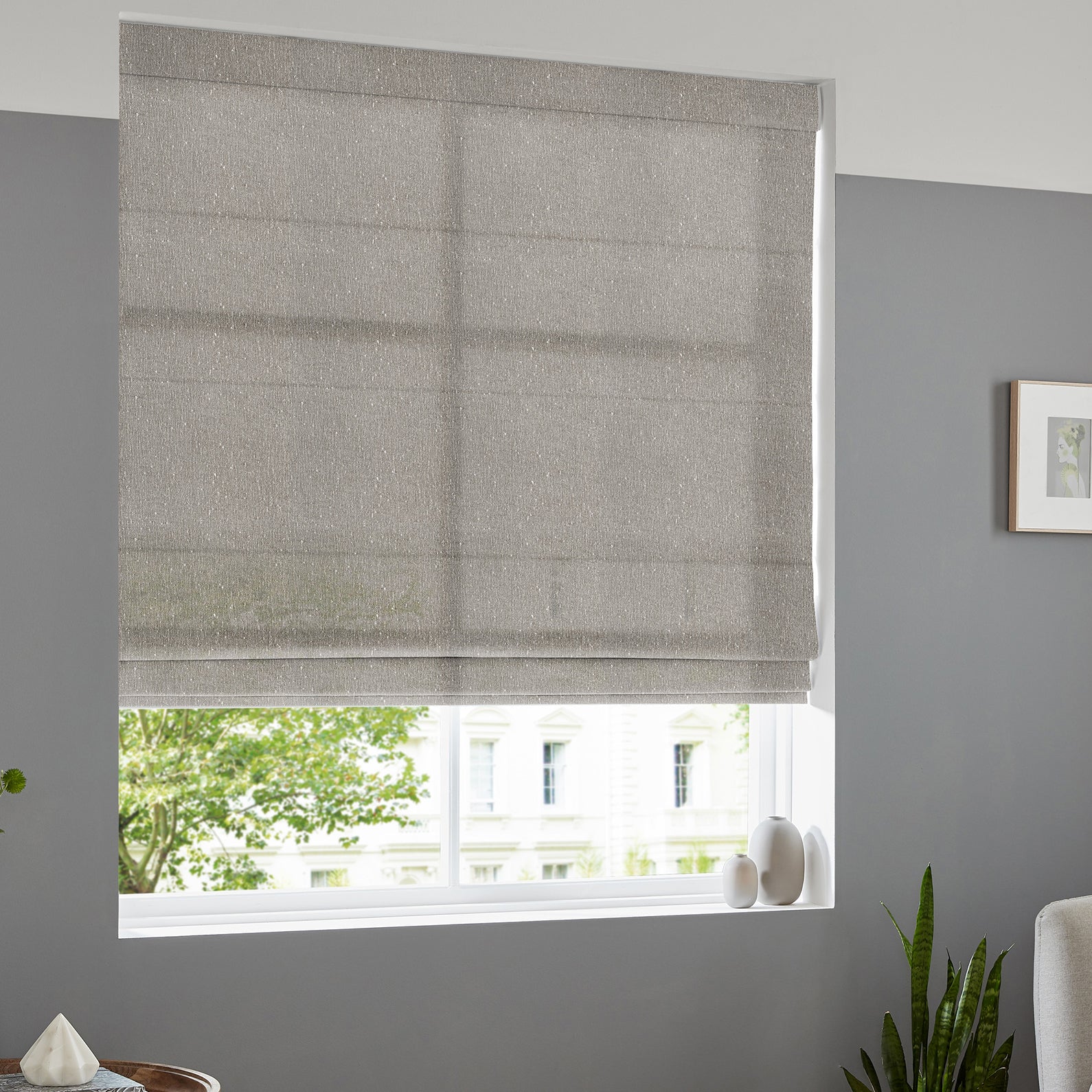 Linen Hadria Sheer Voile Made to Measure Roman Blind | Terrys