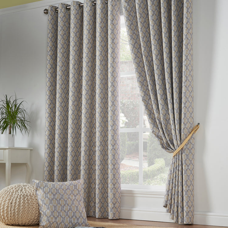Ochre Cambourne Blockout Ready Made Eyelet Curtains | Terrys