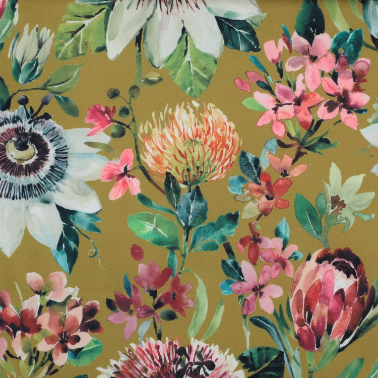 Ochre Paradise Velvet Fabric by Clarke & Clarke | Terrys